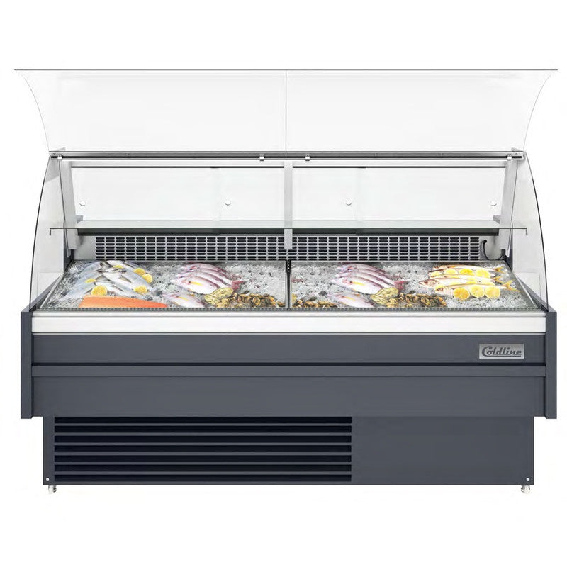 Coldline SDC72-F 72" Refrigerated Fish Display Case with Ice Bin and ...